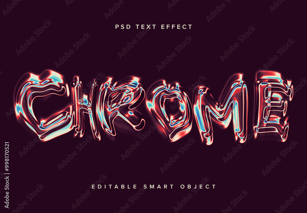 Distorted Chrome Text Effect Mockup Stock Template | Adobe Stock