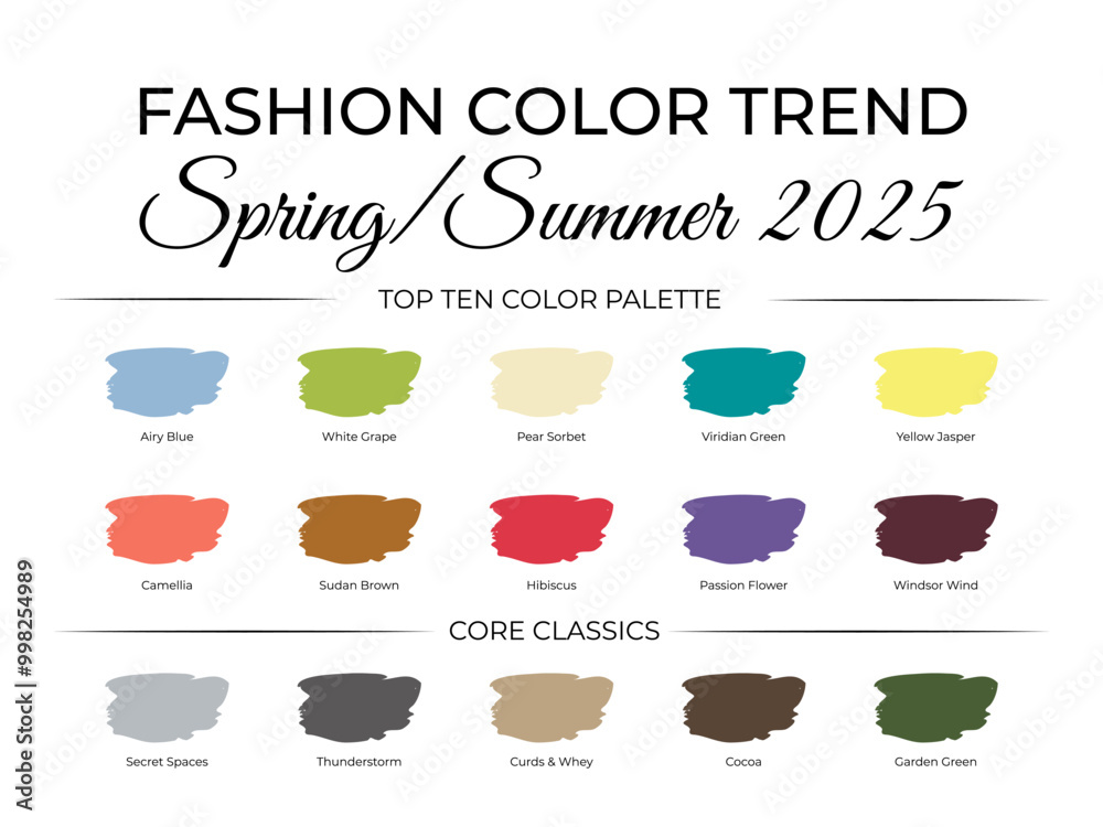 Fashion Color Trend Spring - Summer 2025. Trendy colors palette guide ...
