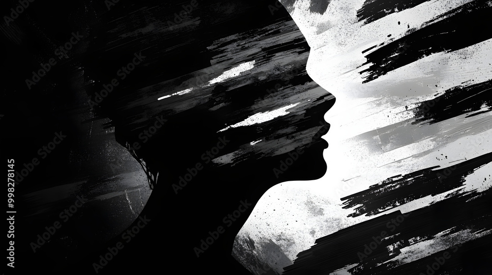 Haunting Silhouette in Dim Light, a figure with scrunched eyes evokes ...