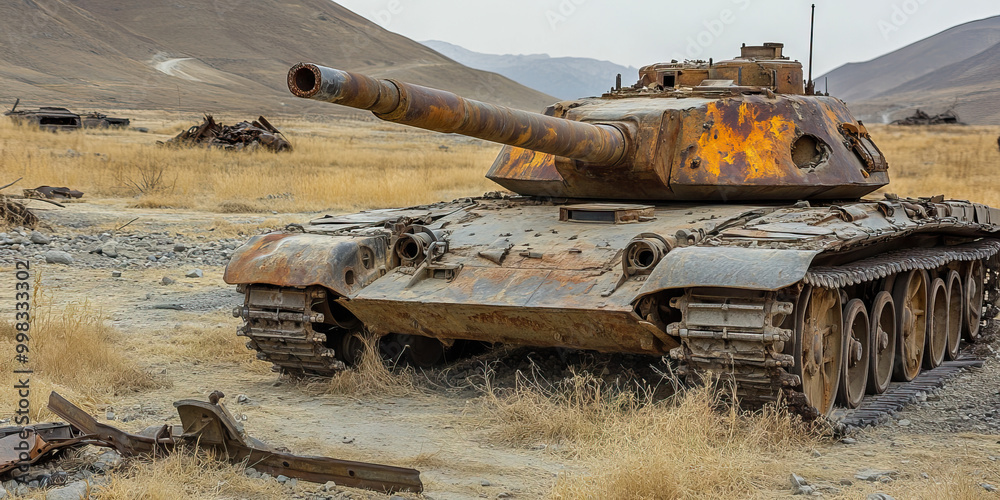 The Scars of Battle: A war-torn landscape, littered with the remnants ...