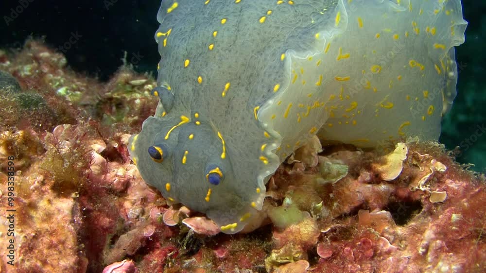 Close-up of the head of a giant Doris or Hypselodoris elegans, a nudibranch species found in the ...