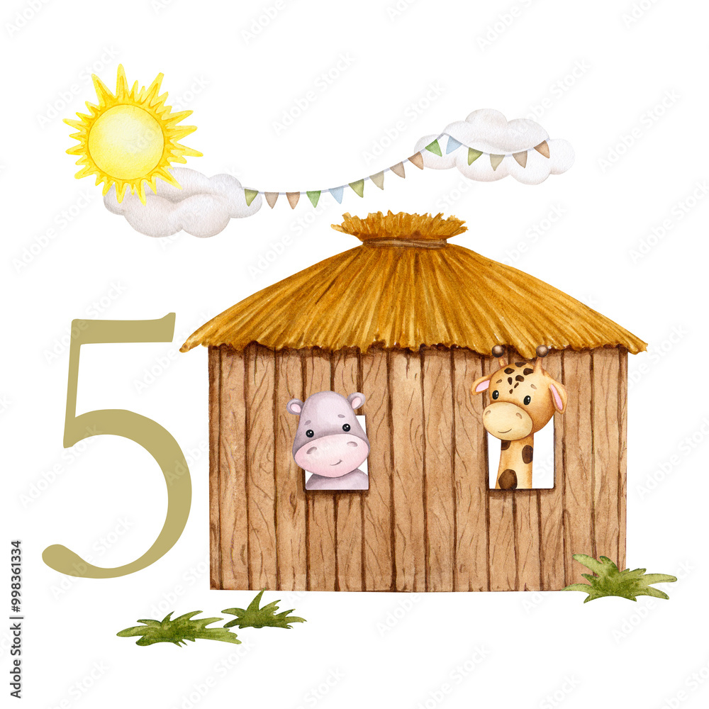 Baby milestone cards in pastel colors. 5 months. Newborn boy or girl ...