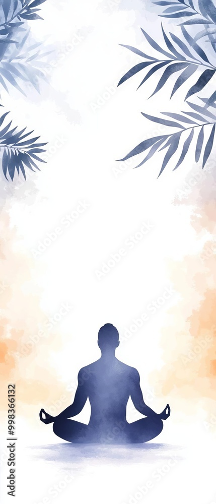 Person meditating in a peaceful environment flat design top view mental ...