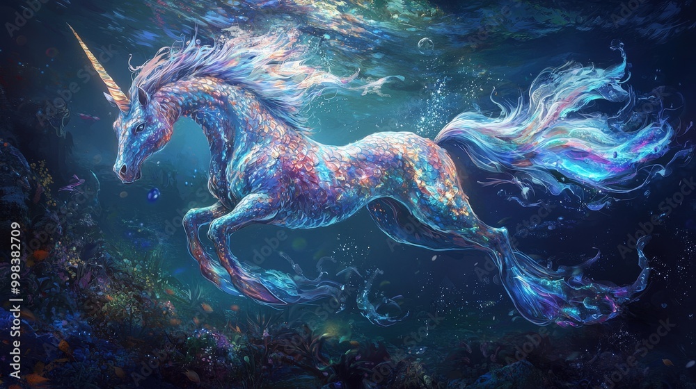 Magical Sea Horse: Design a fantastical sea horse with iridescent ...
