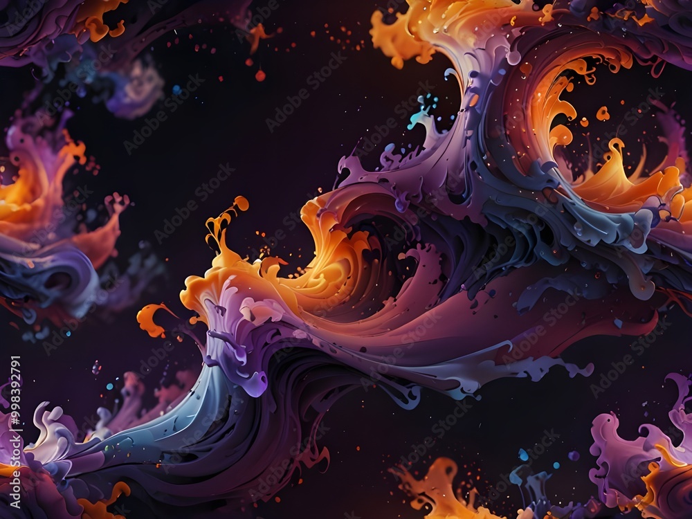 An intricate digital wallpaper showcasing an abstract holographic ...
