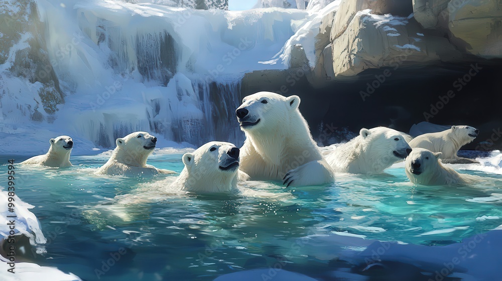 Polar Bear Pool: Design a cool scene of polar bears swimming and ...