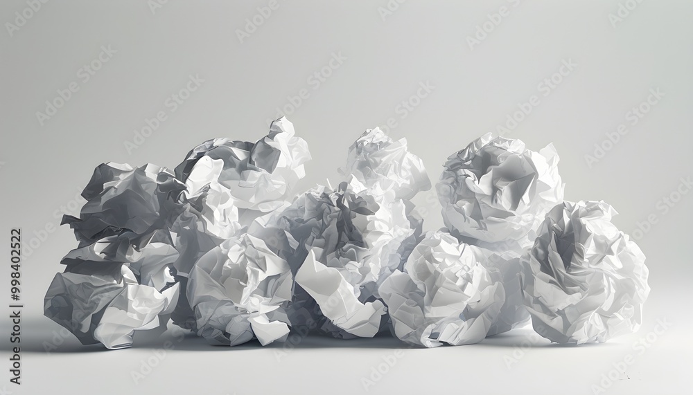 Minimalist concept of crumpled paper symbolizing failure and lack of ...