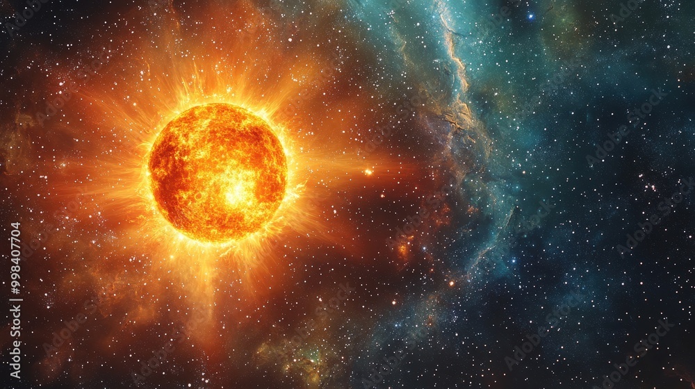 Sun-Centered Universe: Illustrate a universe where stars revolve around ...