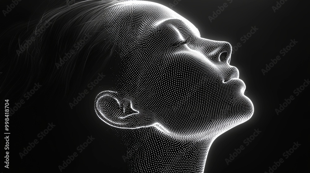 A stunning black and white profile of a human face, accentuated with a ...