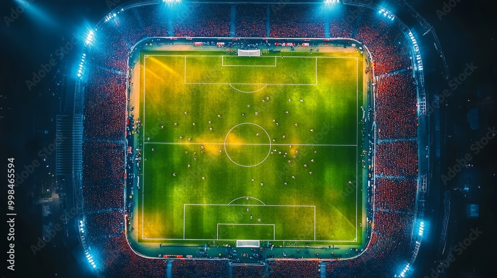Soccer Field: The main focus is a lush green soccer field with white ...