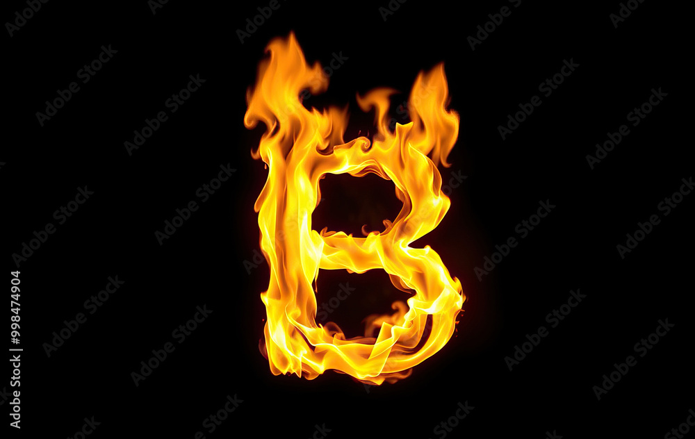 letter B in fire flames on black background hot alphabet fiery letters ...