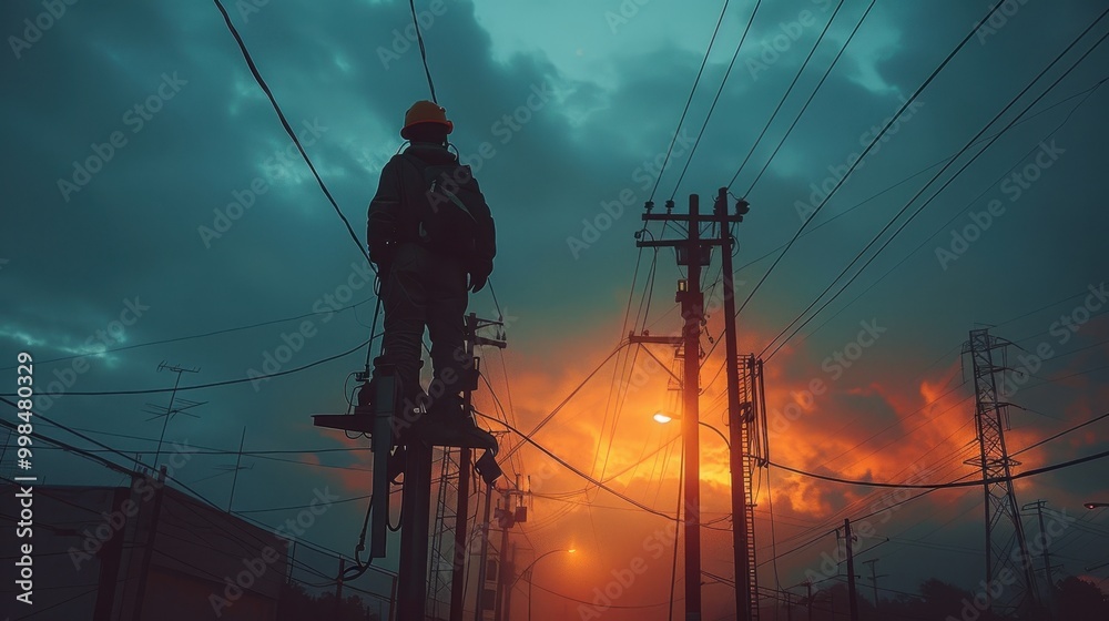 Electrical engineer supervises the wiring of electricity on a section ...