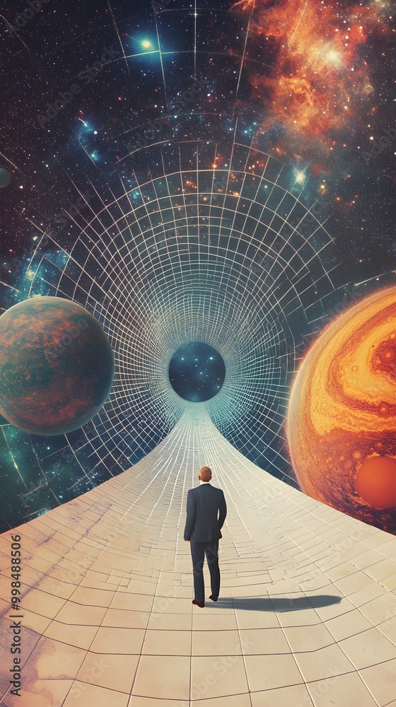 Road, Cosmic Path in Space, Geometric Shapes, Red and Blue, Abstract ...