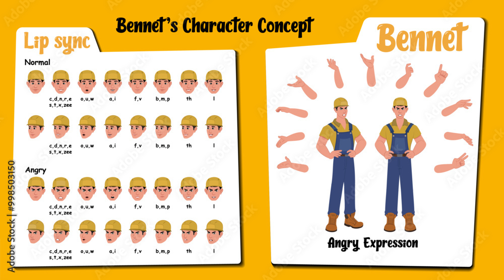 Handyman cartoon Creation AKA Bennet. Man Wearing Overalls with tools ...