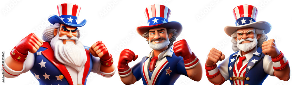 Closeup, portrait of the Uncle Sam dressed in the colors of the USA ...