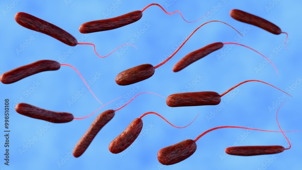3d rendering of Shewanella are rod-shaped bacteria found in marine ...