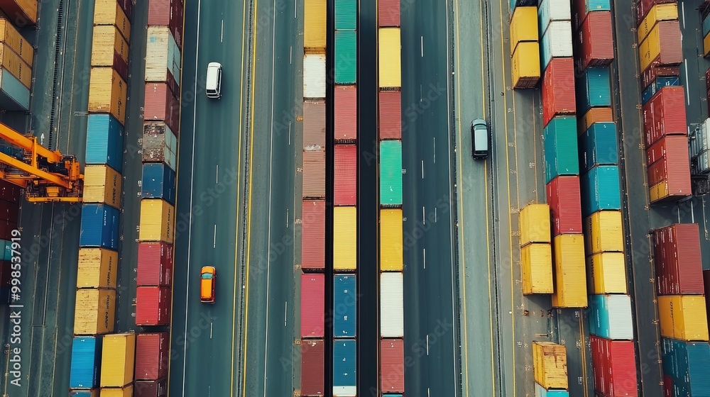 Container transport vehicles on highways, with emphasis on safety Stock ...