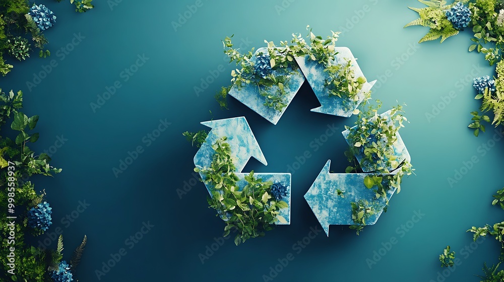 Recycle, sign and nature background or wallpaper for environmental ...