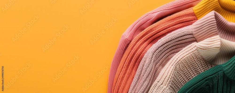 Collage of trendy, identical clothing items arranged in a spiral ...