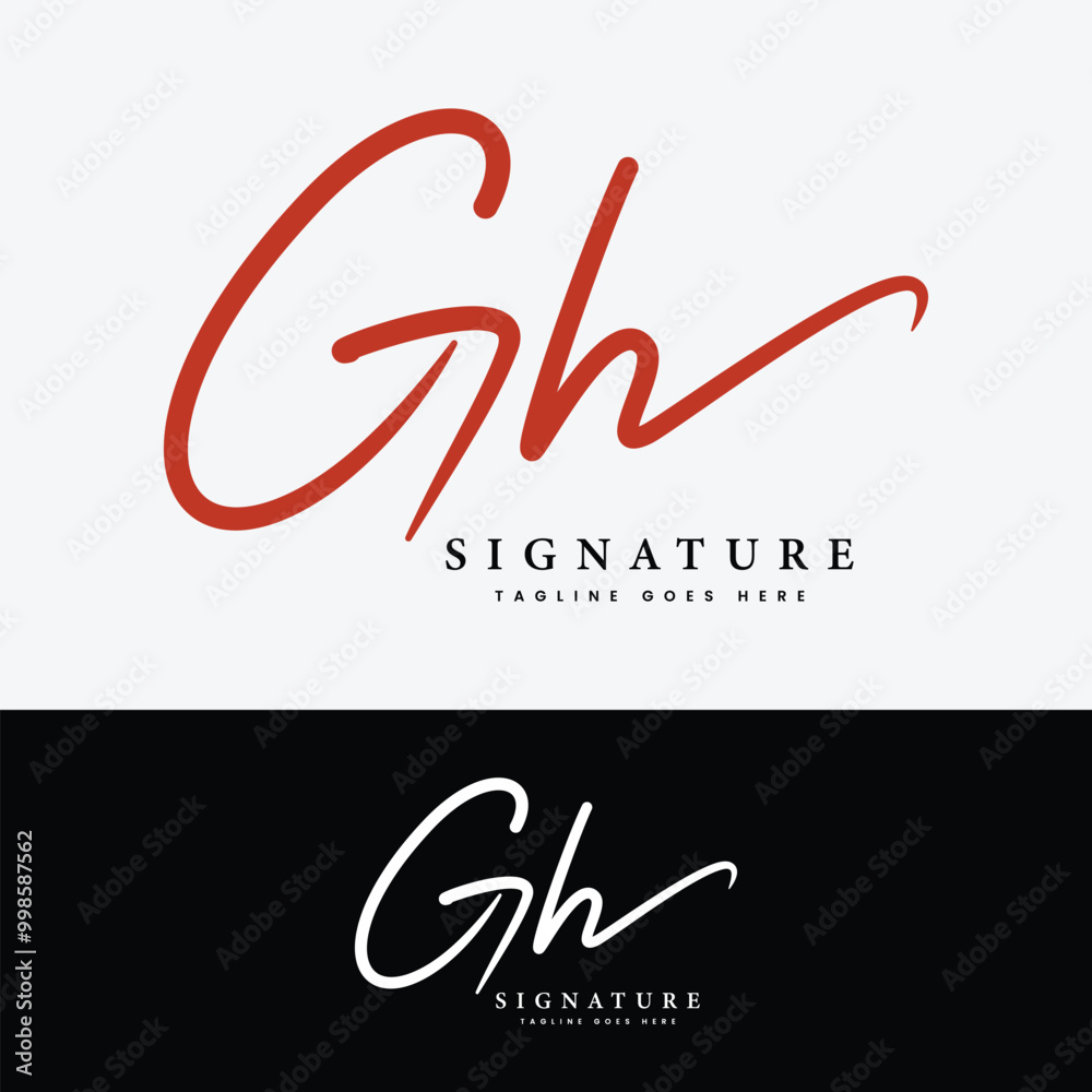 G, H, GH Initial letter logo. Alphabet GH Handwritten Signature logo ...