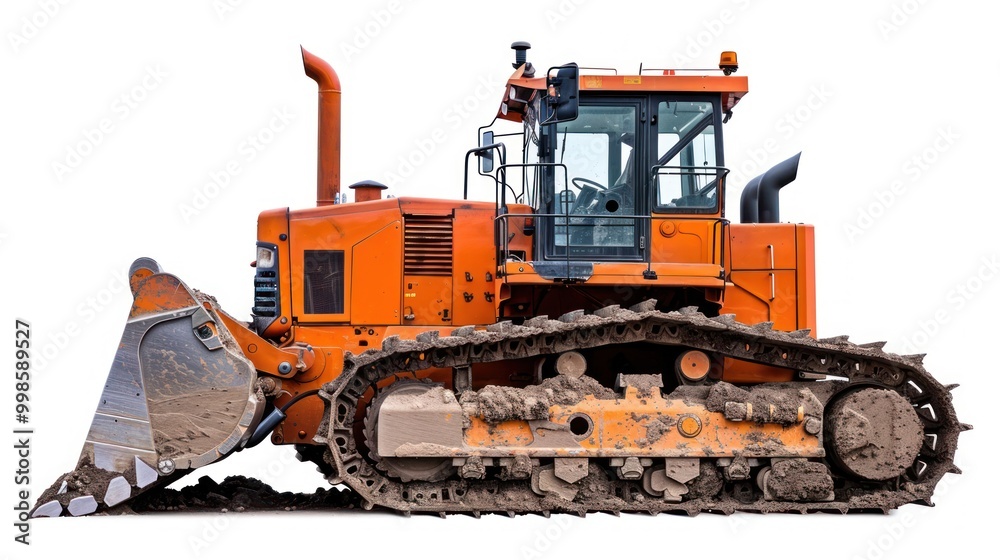 Heavy duty orange bulldozer with transparent background clipart isolate ...