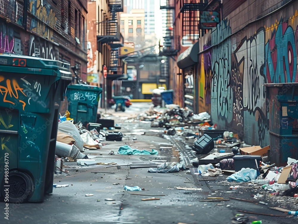 Overflowing Dumpsters and Urban Decay in a Gritty City Alley A Glimpse ...