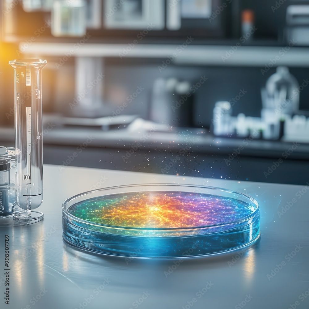 Graphene electrode interacting with biological cells in a lab dish top ...