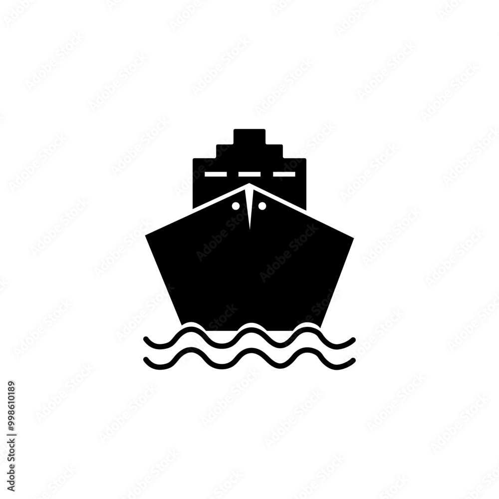 Ship clipart isolate, Black Cruise Ship Icon. Ocean Vessel Icon in ...