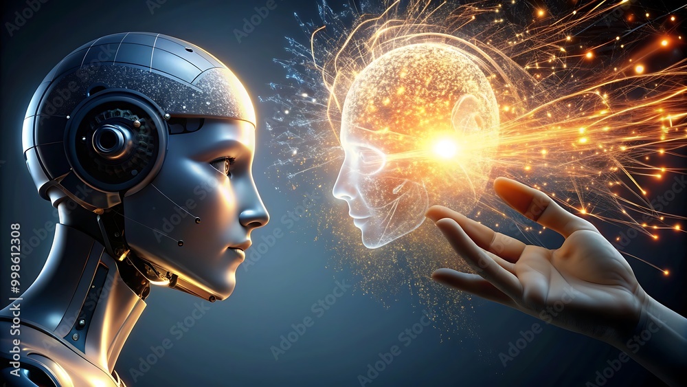 Robot de inteligencia artificial que toca la mano e interactúa con ...