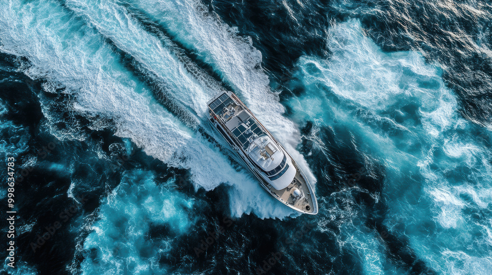 hydro powered ship sailing through turbulent sea waves, showcasing its ...
