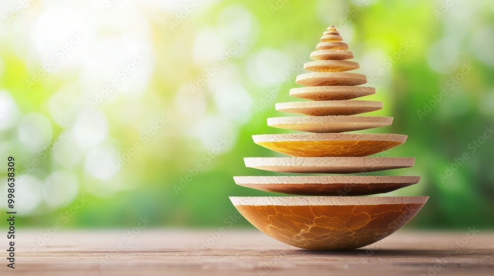 Layered earth structure model in nature A wooden, stacked model ...