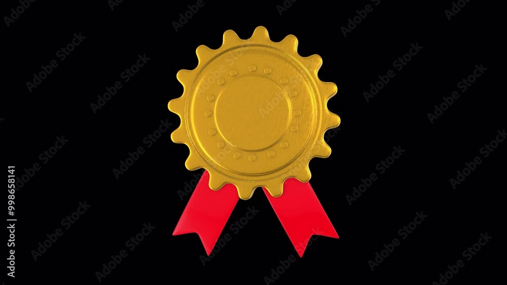 3D Golden Medal Rotating on a Transparent Background. Seamless Loop ...