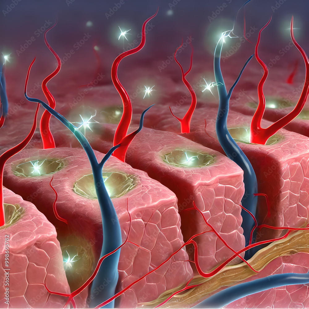 3D showing the regeneration of capillaries during the wound healing ...