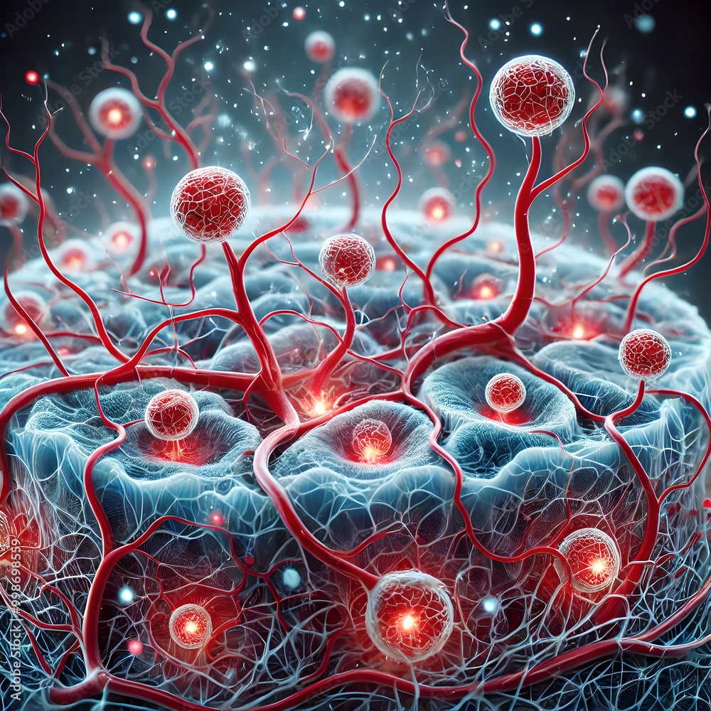 3D showing the regeneration of capillaries during the wound healing ...