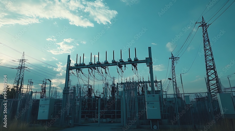 An exterior view of a transformer station, highlighting the ...