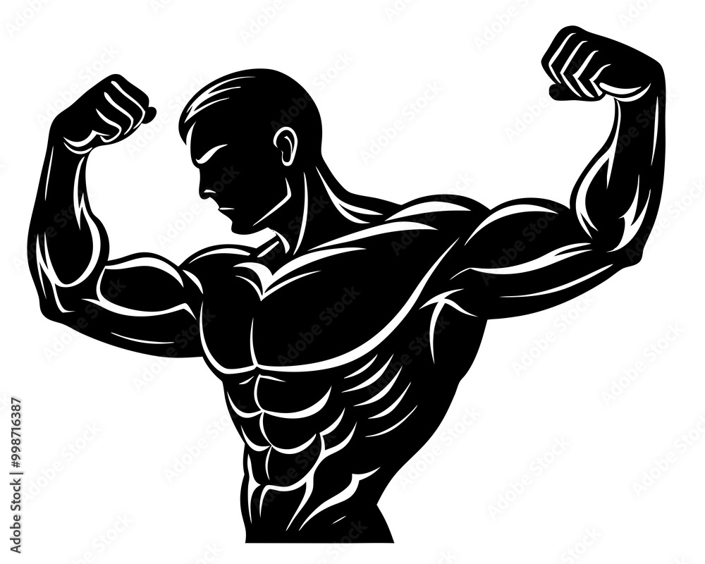 Vetor de strong arm flex silhouette vector,Gym silhouette,strength and ...