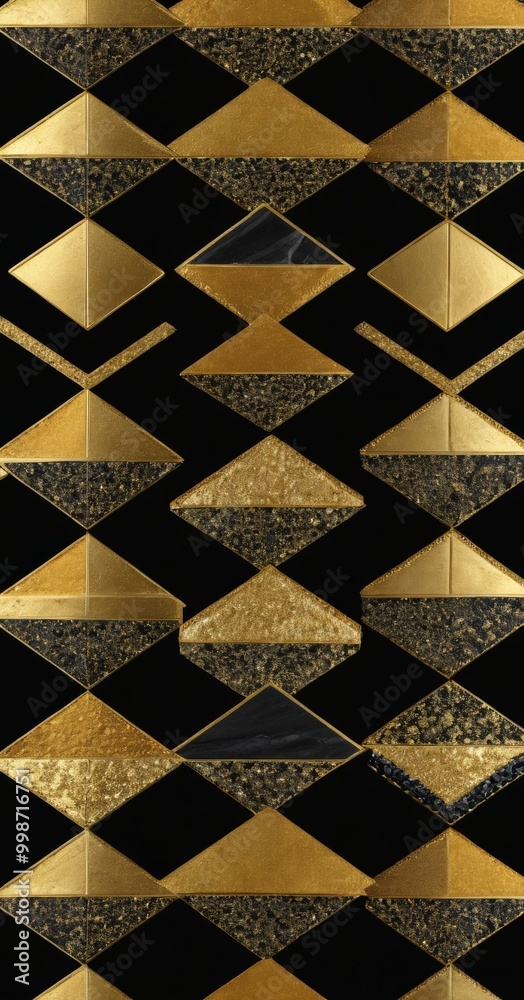 a repeating pattern of diamond shapes in black and gold, with the ...