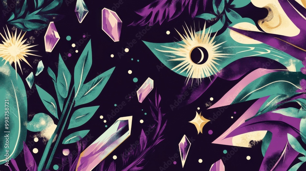 Whimsigoth Fashion Concept: A vibrant vector illustration with mystical ...