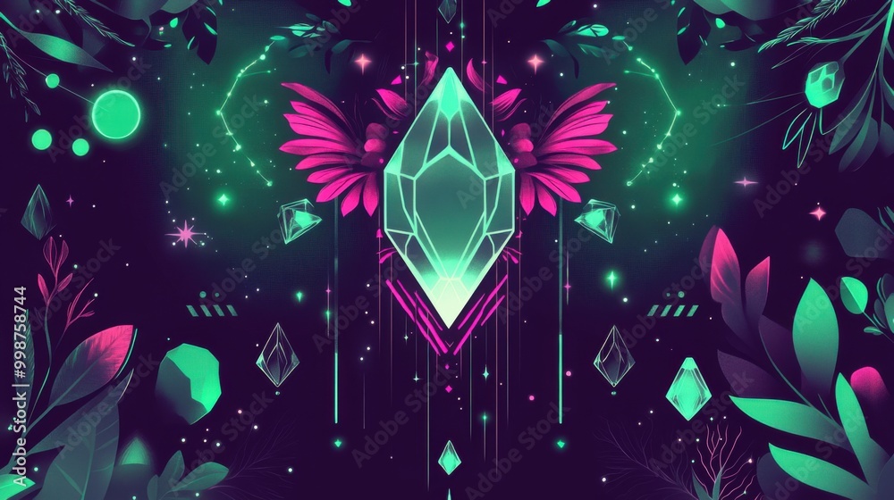 Whimsigoth Fashion Concept: A vibrant vector illustration with mystical ...