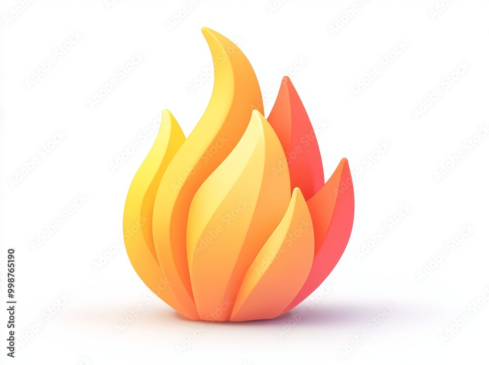 Symbolic image of a fire flame isolated on white, flame emoticon, fire ...
