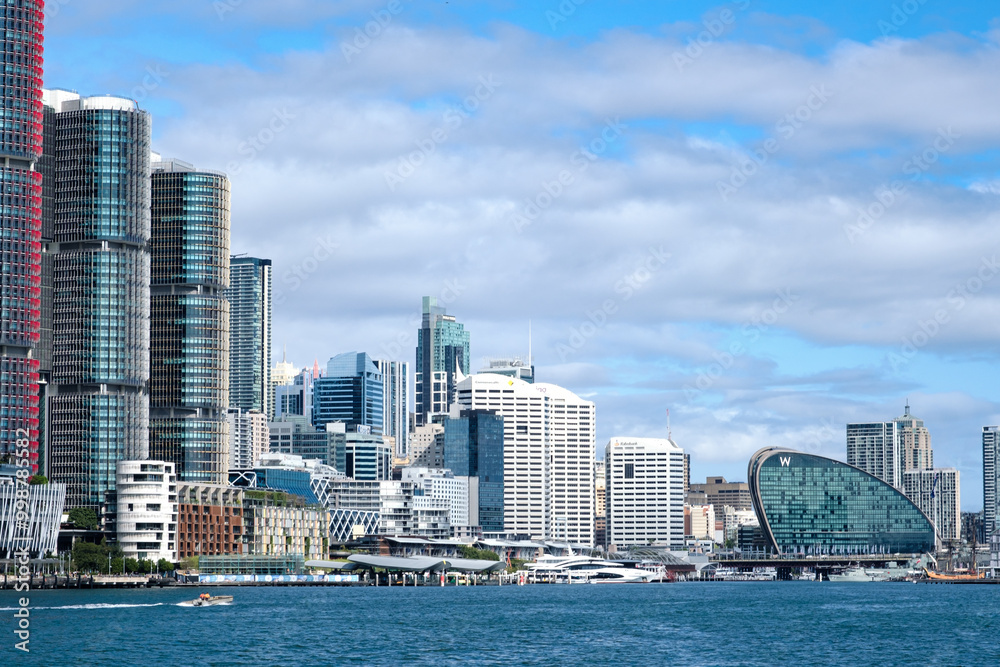 Skyscrapers in Barangaroo and Darling Harbour, with W Hotel and other ...
