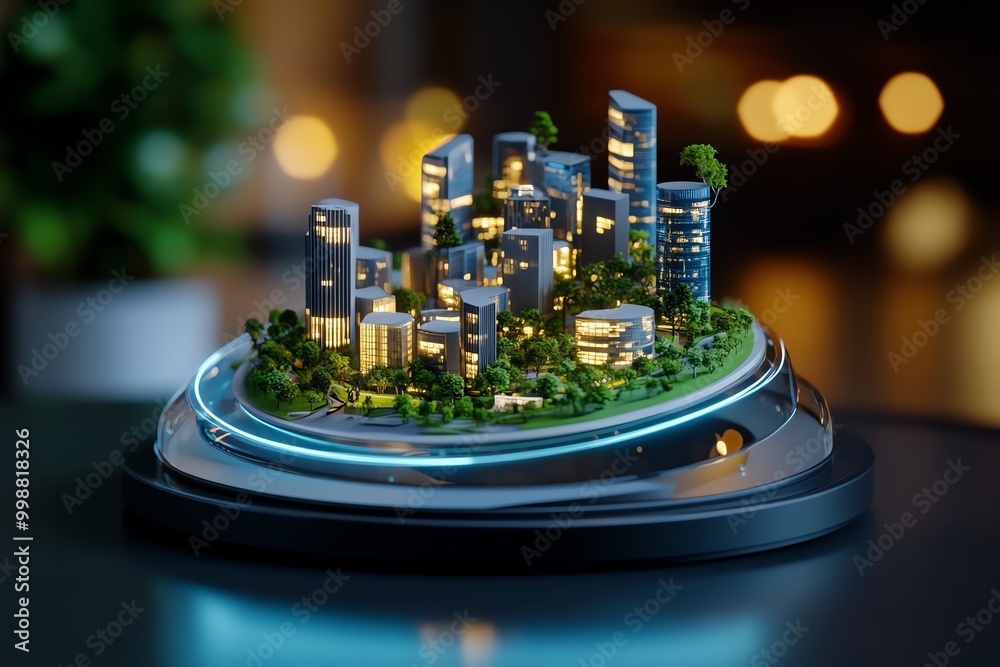 Digital 3D presentation of a corporate organizational layout, where ...