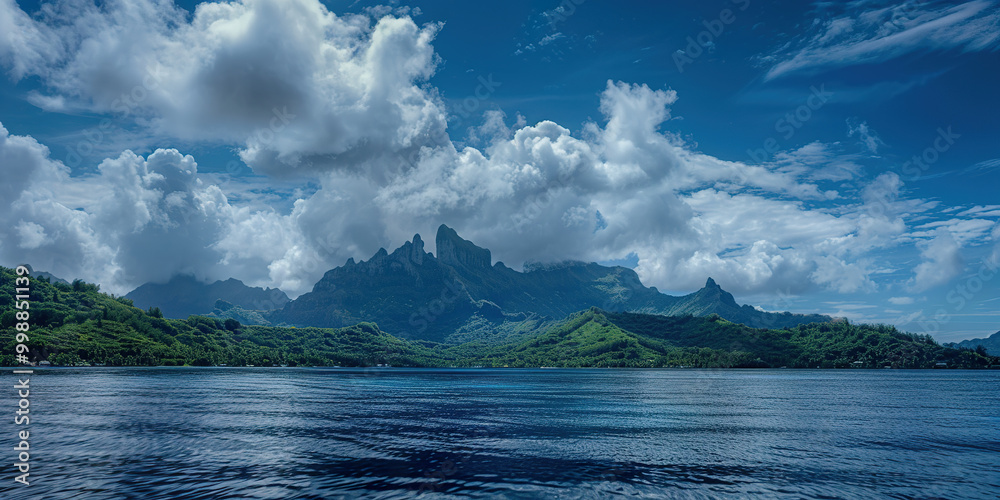 Bora Bora island in Tahiti, French Polynesia. Mt. Otemanu, luxury ...