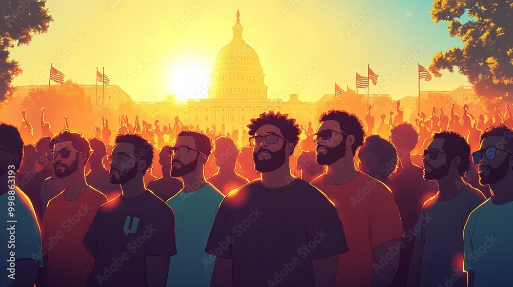 Diverse group of young Americans standing together in front of the ...