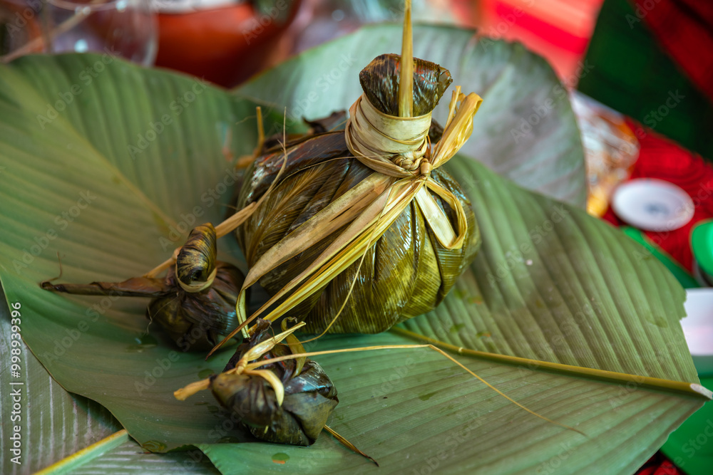 Chicken juane wrapped in bijao leaves. Peruvian jungle food, in all its ...