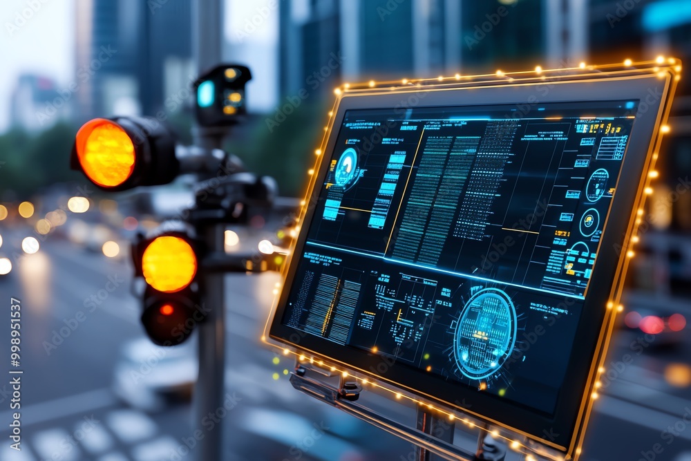 Traffic control system managing real-time traffic flow, with a ...