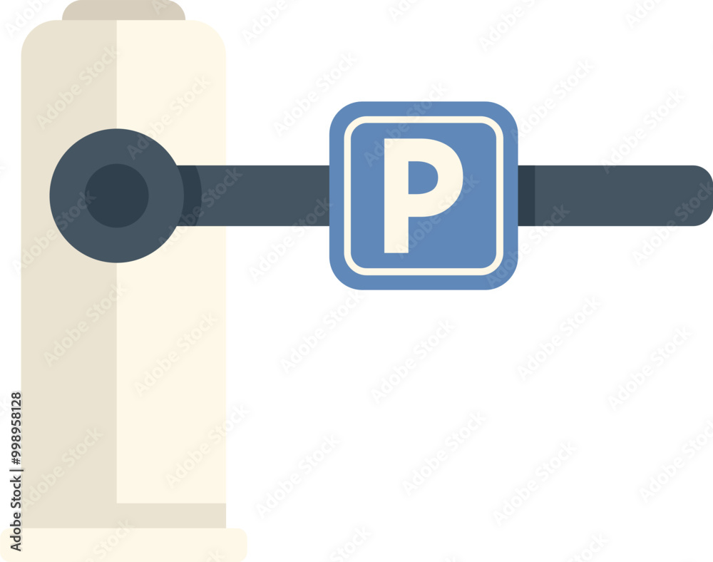 This vector illustration features an automatic parking gate system ...