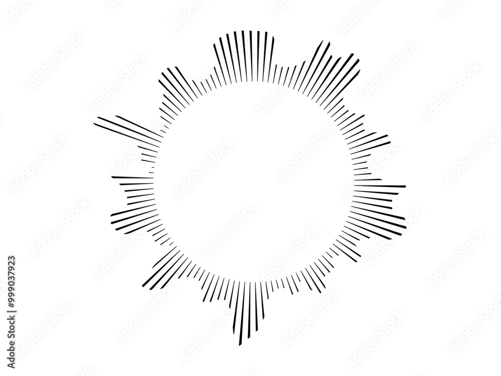Round shaped sound wave for audio music . Sound line, radial spectrum ...