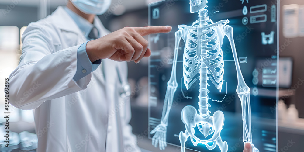 Orthopedic surgeon using holographic skeleton scan for diagnosis ...