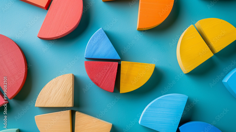 colorful math fractions on the bright backgrounds. interesting math for ...